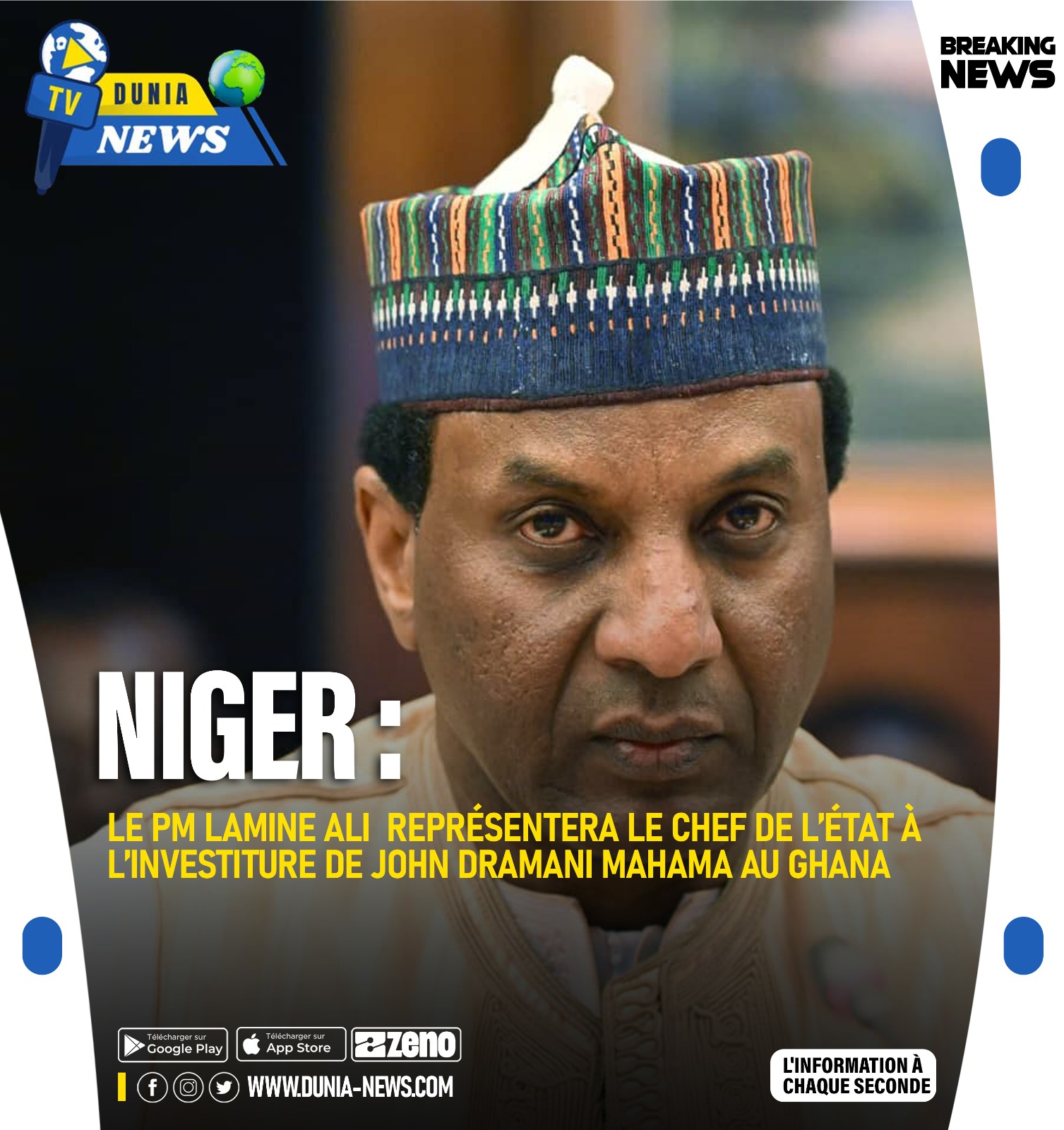 Niger : le PM Lamine Ali représentera le Chef de l’État à l’investiture ...